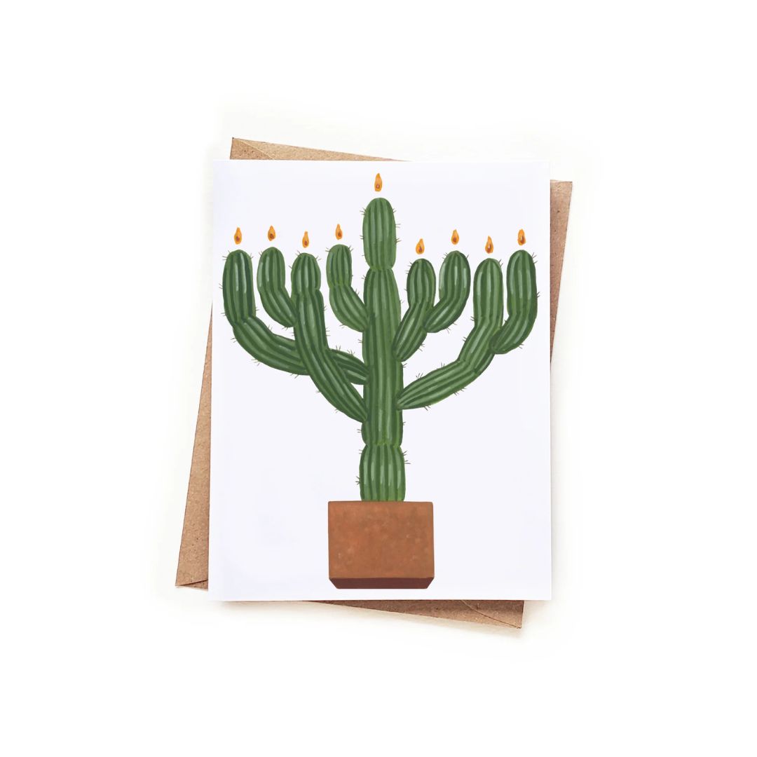 Hanukkah Cactus Menorah - Card - Sketchy Notions – bobo design studio