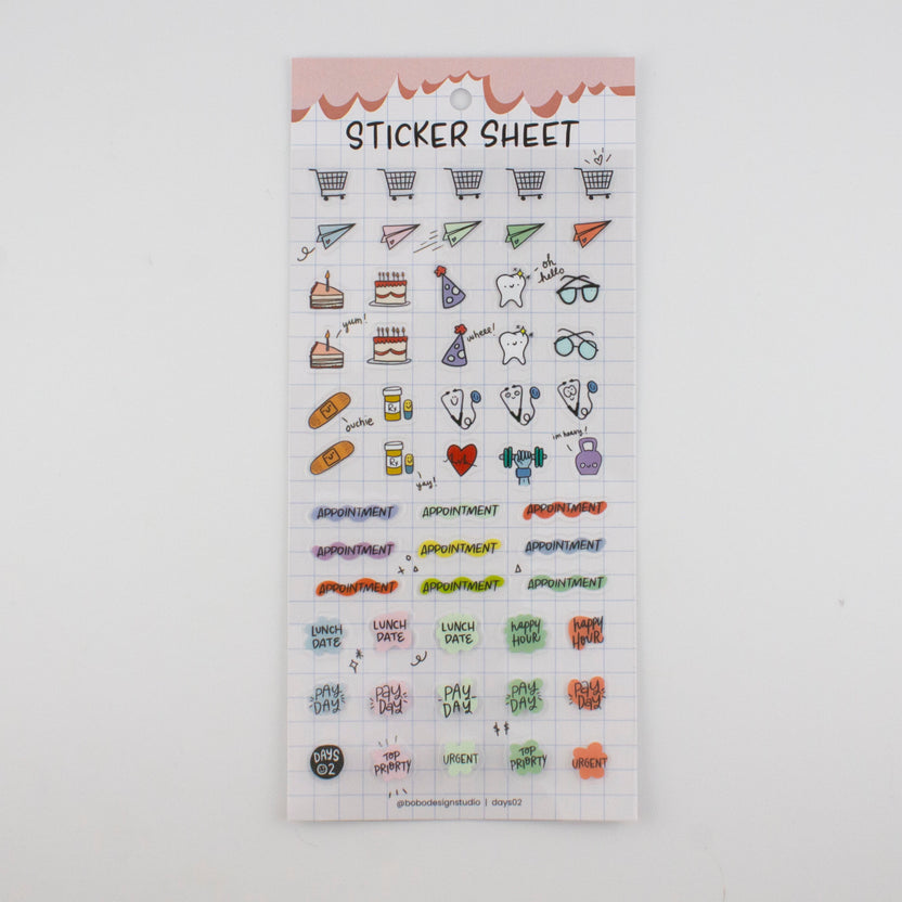 Days 02-Clear Planner Sticker Sheet – bobo design studio