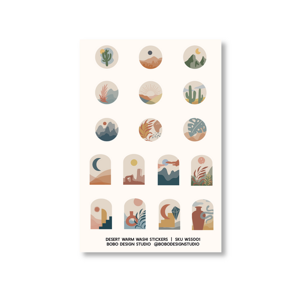 Washi Sticker Sheet Pack - Desert Warm - bobo design studio
