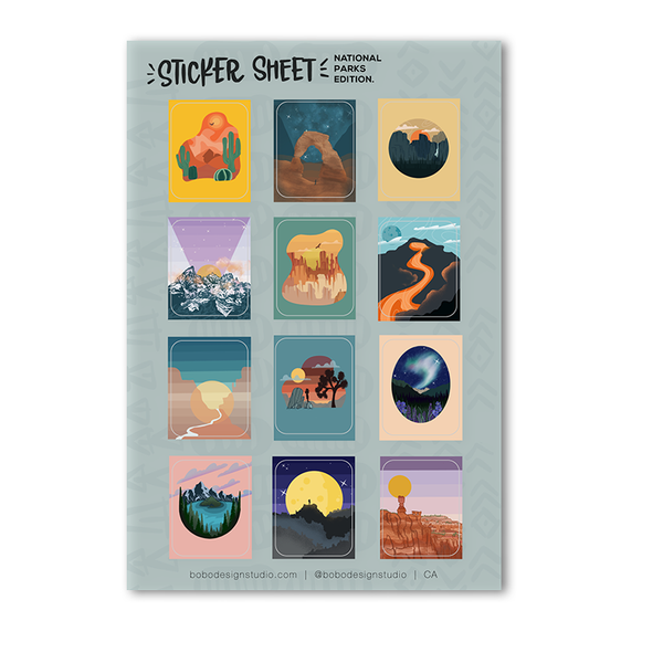 National Parks Sticker Sheet - 4x6 - bobo design studio